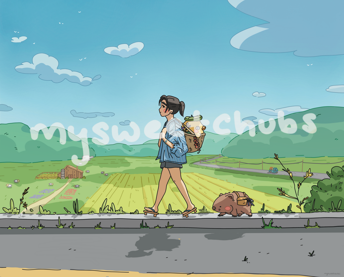 MySweetChubs Walk in Rural Life Art Print – Cozyleigh Studios