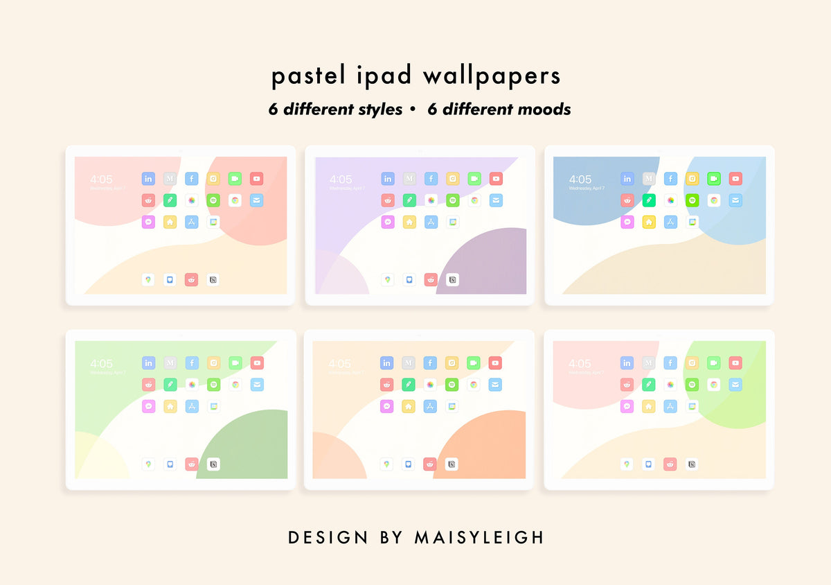 6 Pastel & Cozy iPad Digital Wallpapers • Minimal, Pastel Rainbow Colo ...