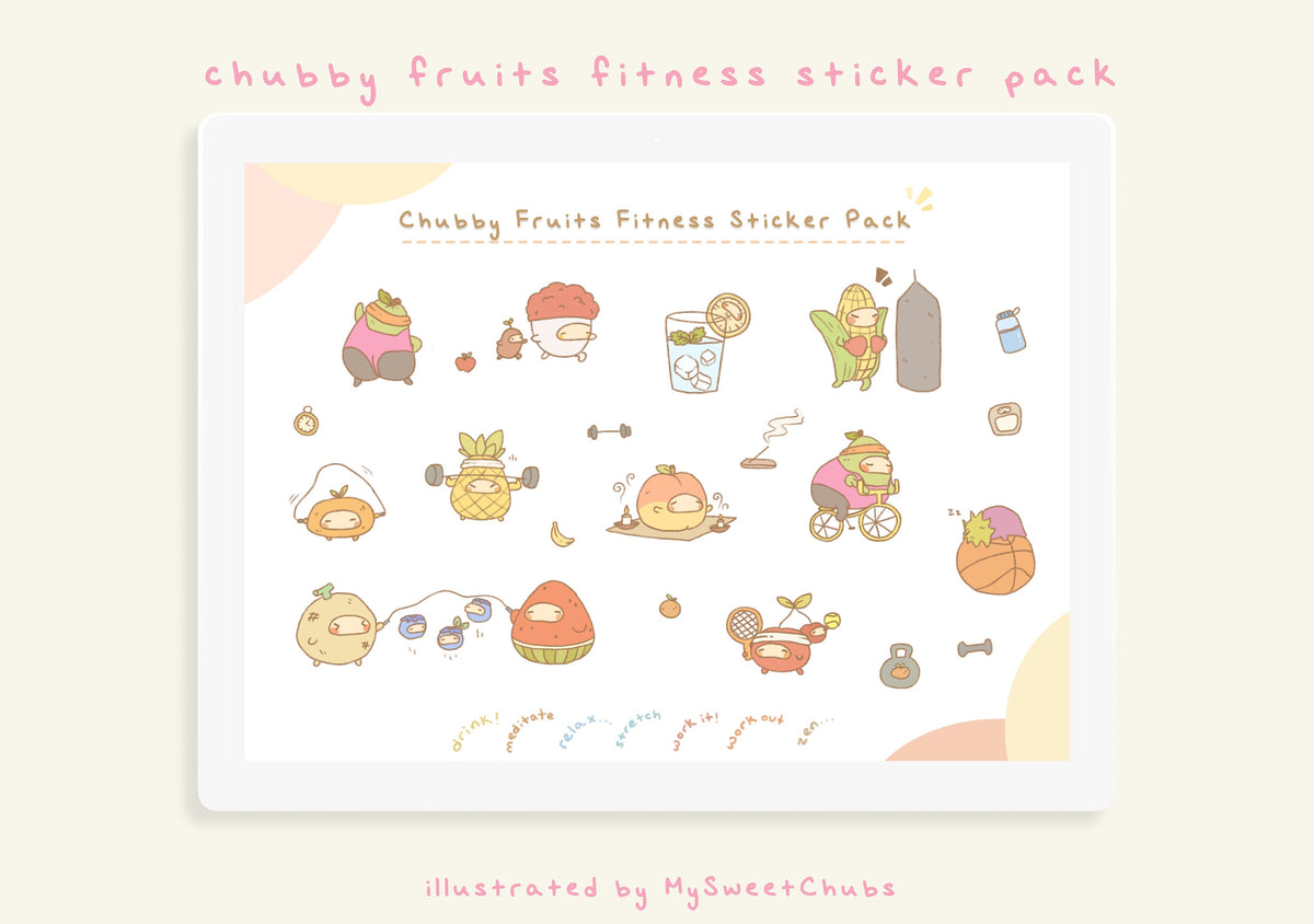MySweetChubs Chubby Fruit Fitness Digital Sticker Pack – Cozyleigh Studios